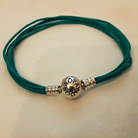 Pandora | Jewelry | Pandora Teal 5 Strand Charm Bracelet With Ball Clip ...